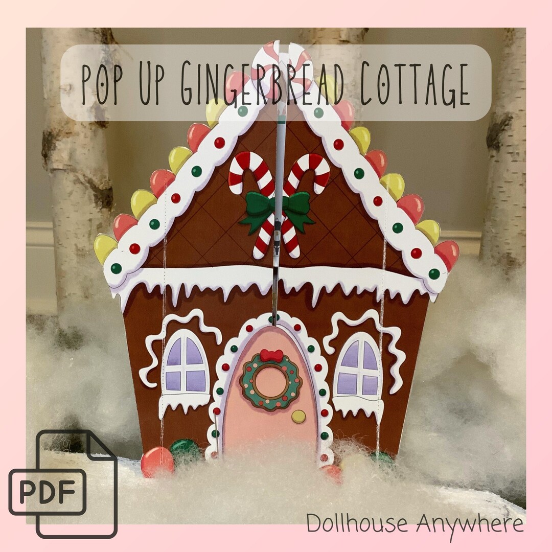Printable Gingerbread Cottage, Paper House, Portable, Foldable ...