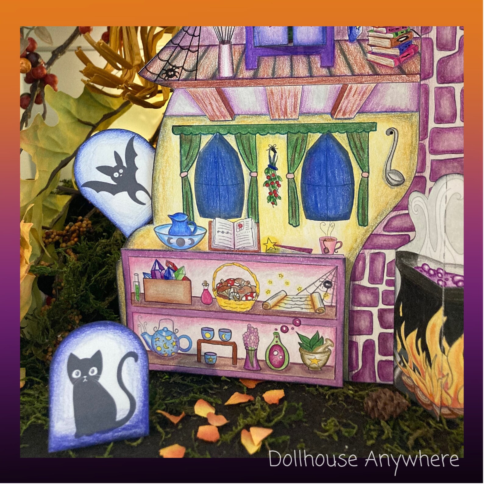 Printable Halloween Dollhouse, Paper Witch House, Portable, Foldable ...