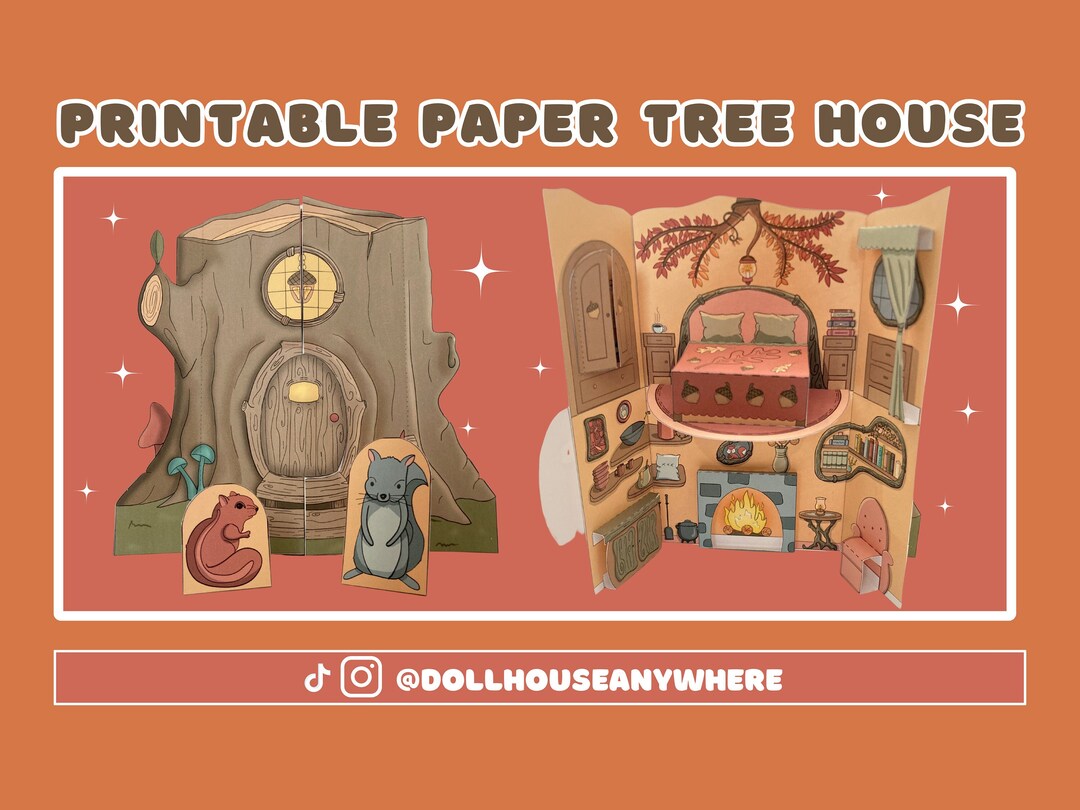 Printable Pop up Dollhouse, Full-color, Paper Tree House, Portable ...
