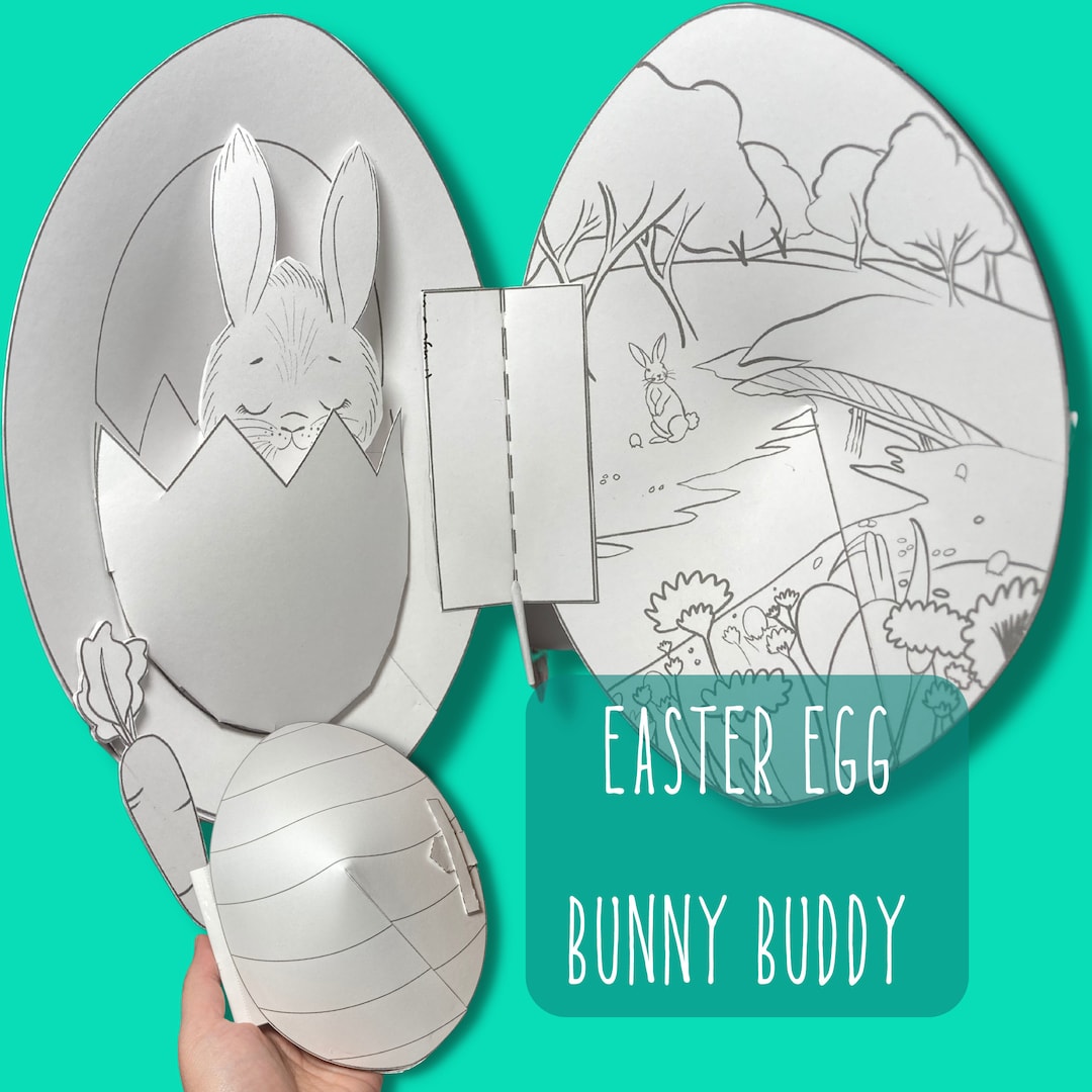 Printable Easter Bunny in an Egg (coloring Book Version), Paper Egg ...