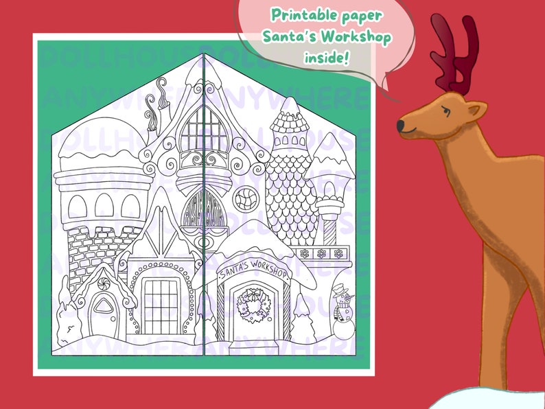 Printable Santa's Workshop Coloring Book, Portable, Foldable, DIY ...