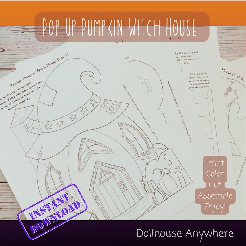 Printable Halloween Dollhouse, Paper Witch House, Portable, Foldable ...