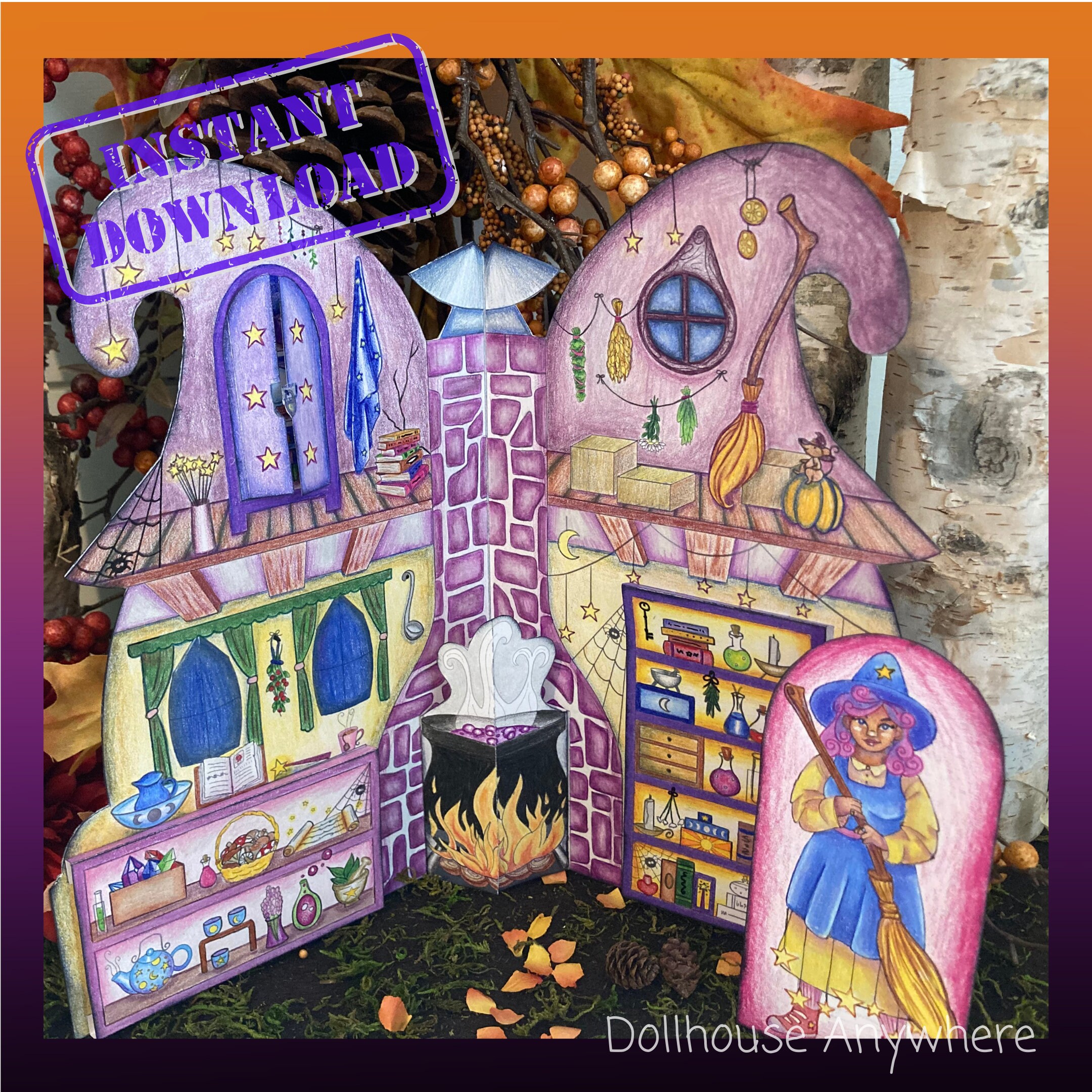 Printable Halloween Dollhouse, Paper Witch House, Portable, Foldable ...