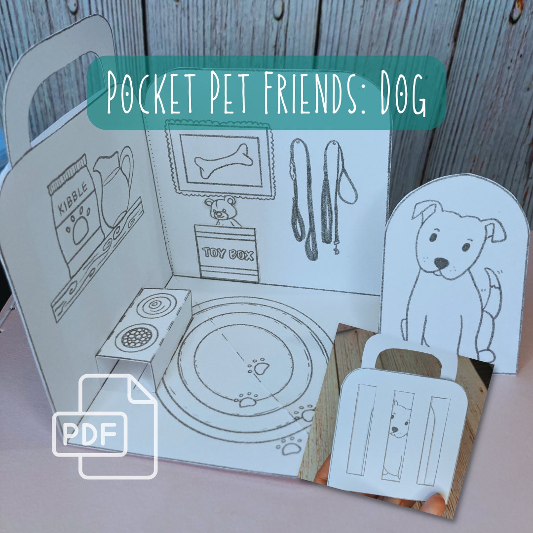 Printable Pocket Pet Friend: Dog (coloring Book Version), Paper Dog ...