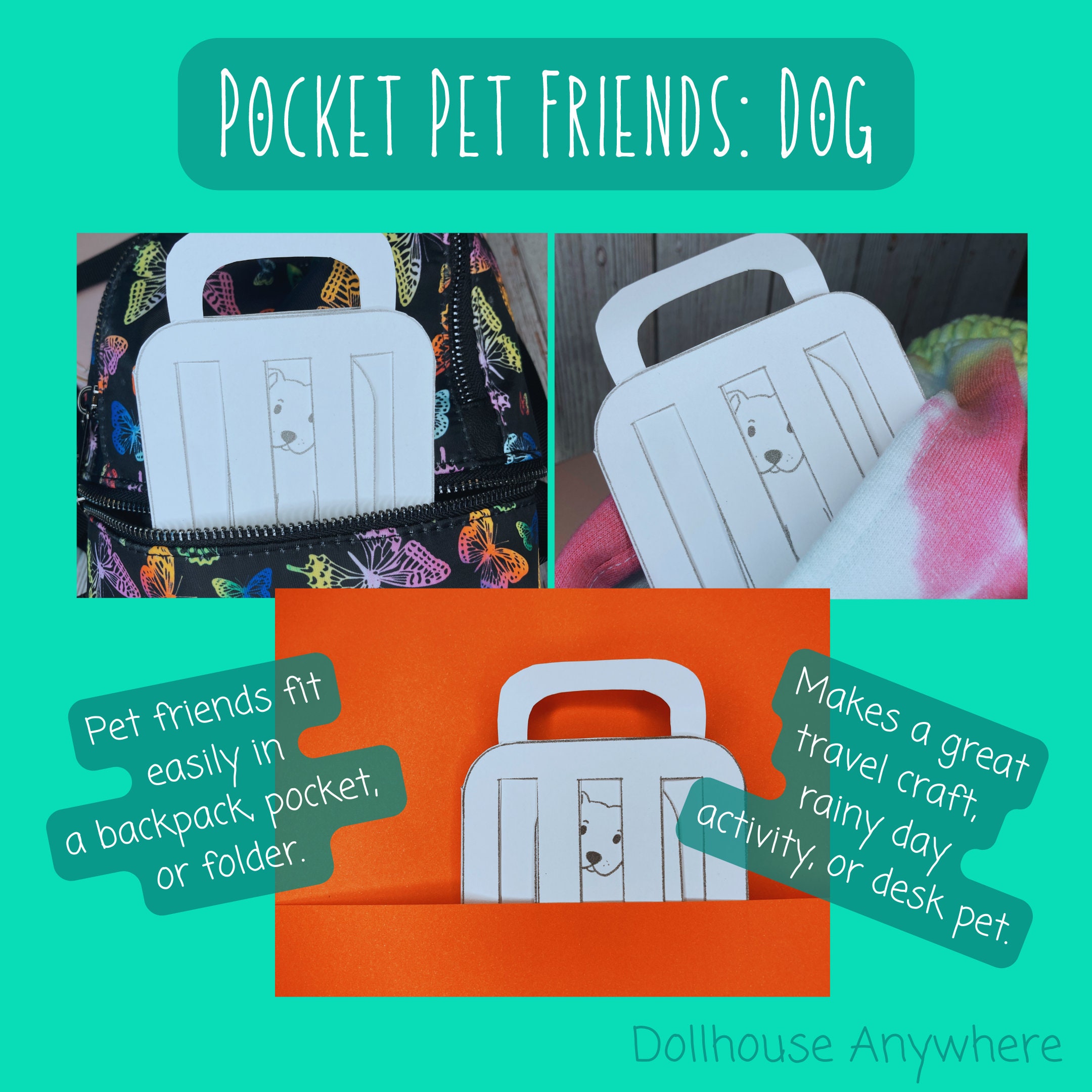 Printable Pocket Pet Friend: Dog coloring Book Version, Paper Dog House ...