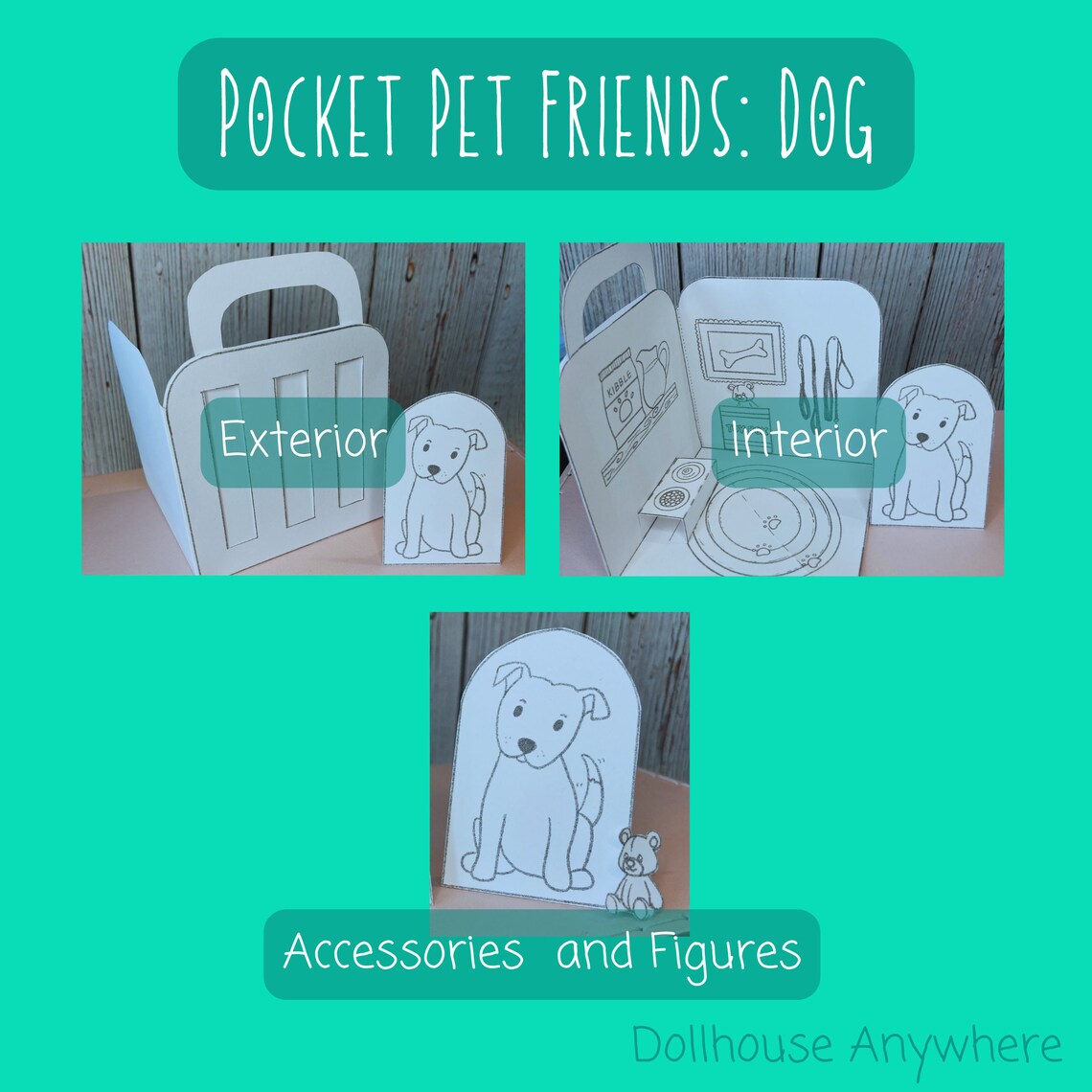 Printable Pocket Pet Friend: Dog coloring Book Version, Paper Dog House ...