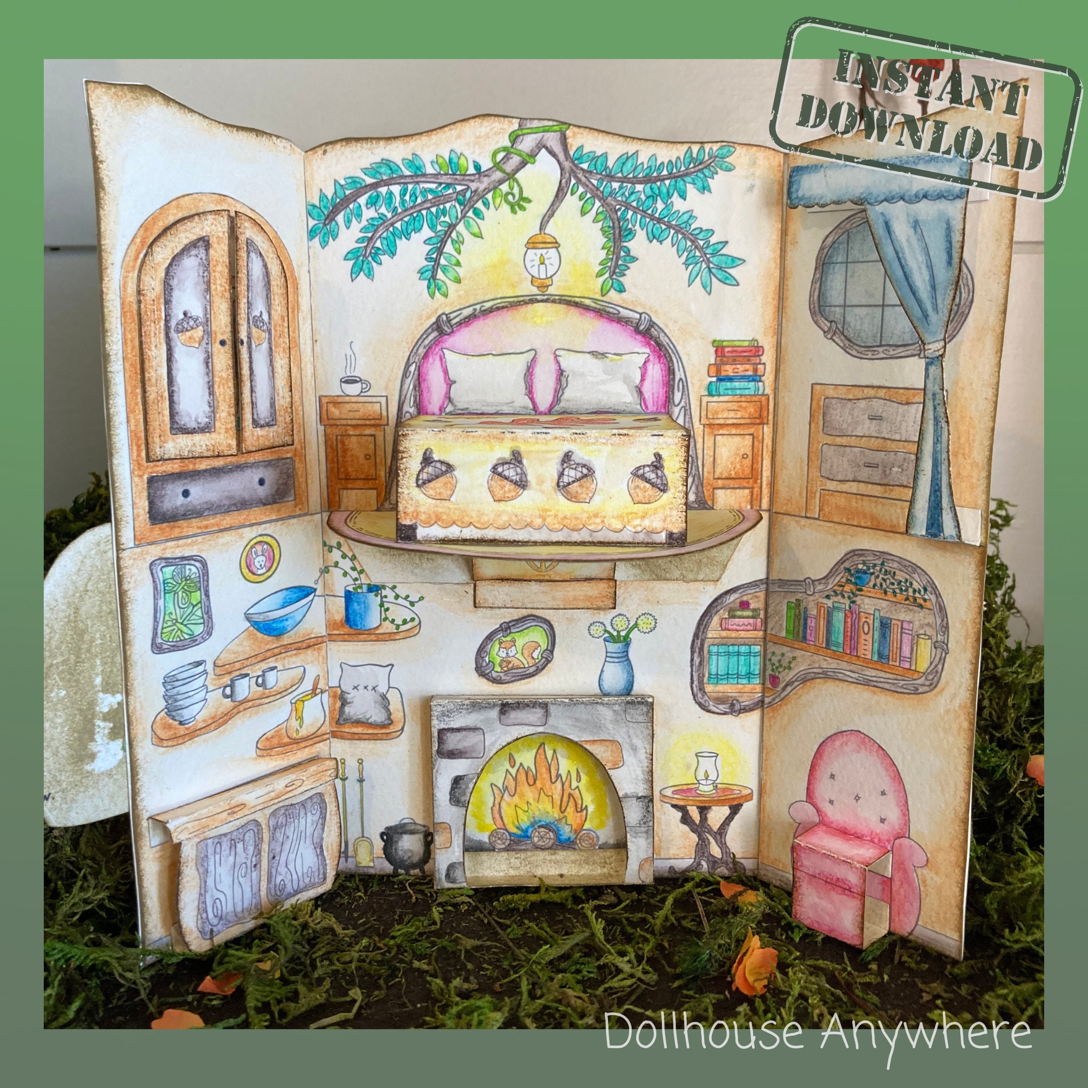 Printable Pop up Dollhouse, Paper Tree House, Portable, Foldable, DIY ...