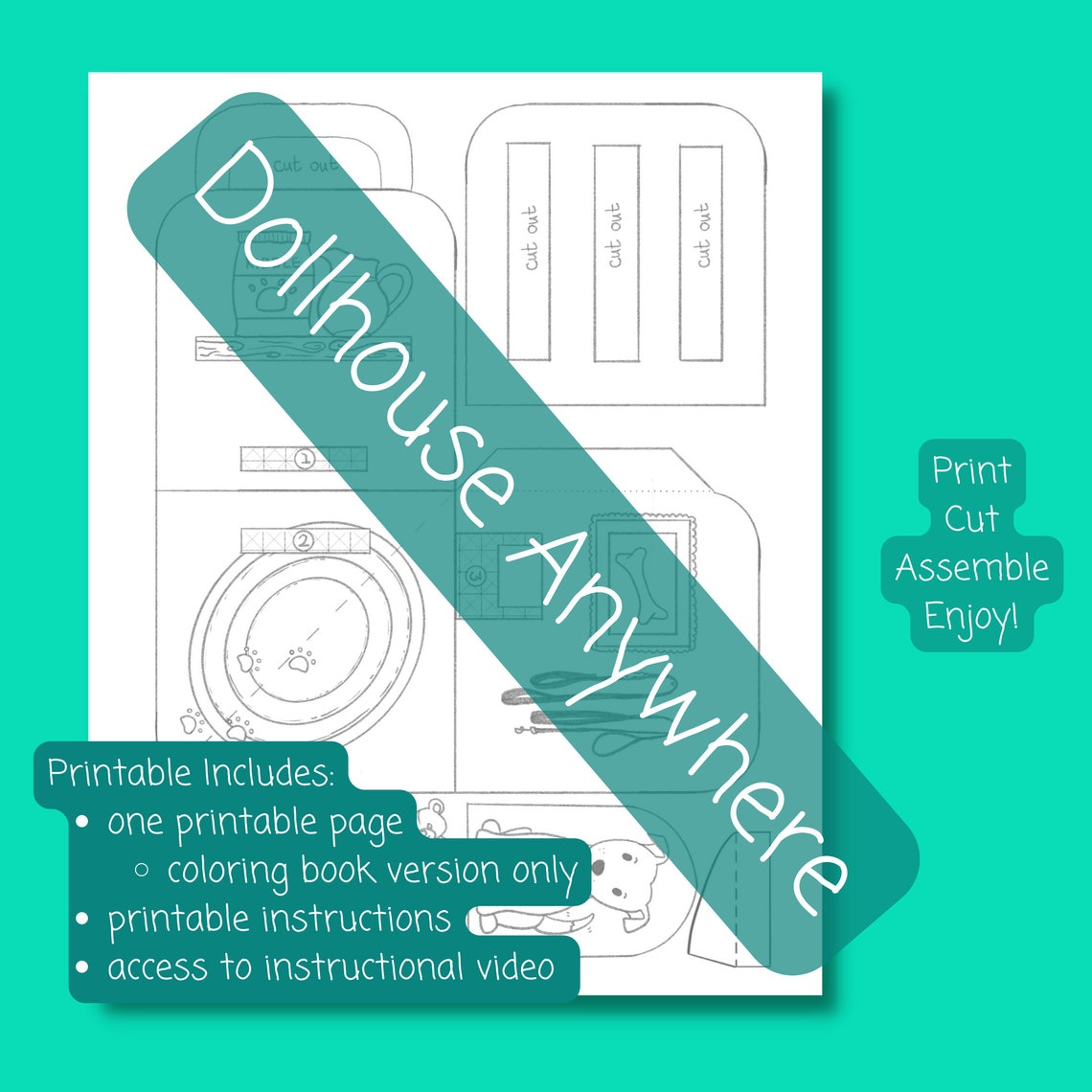 Printable Pocket Pet Friend: Dog (coloring Book Version), Paper Dog ...