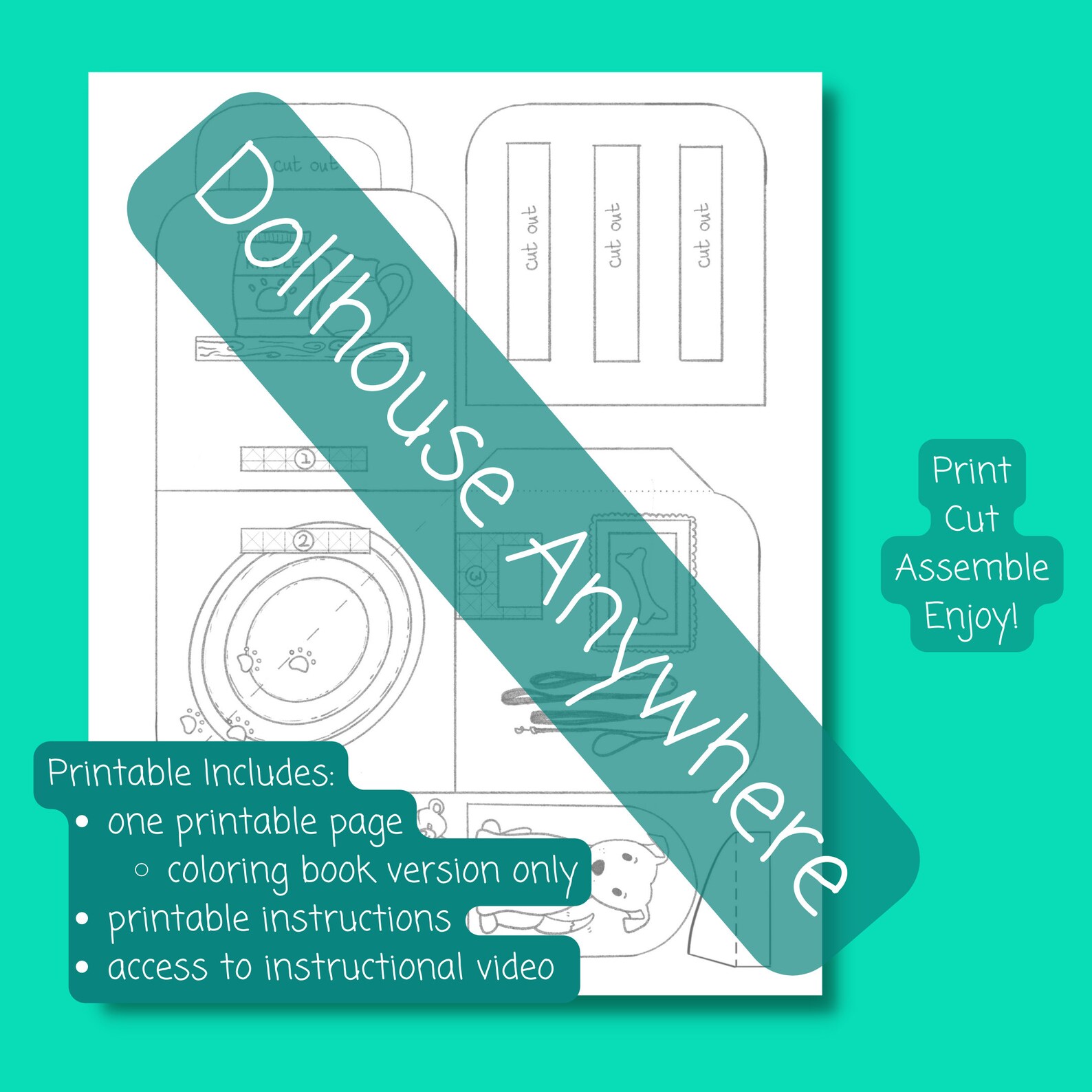 Printable Pocket Pet Friend: Dog (coloring Book Version), Paper Dog ...