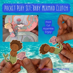 Printable Baby Mermaid Play Set, Paper House, Portable, Pocket-sized ...
