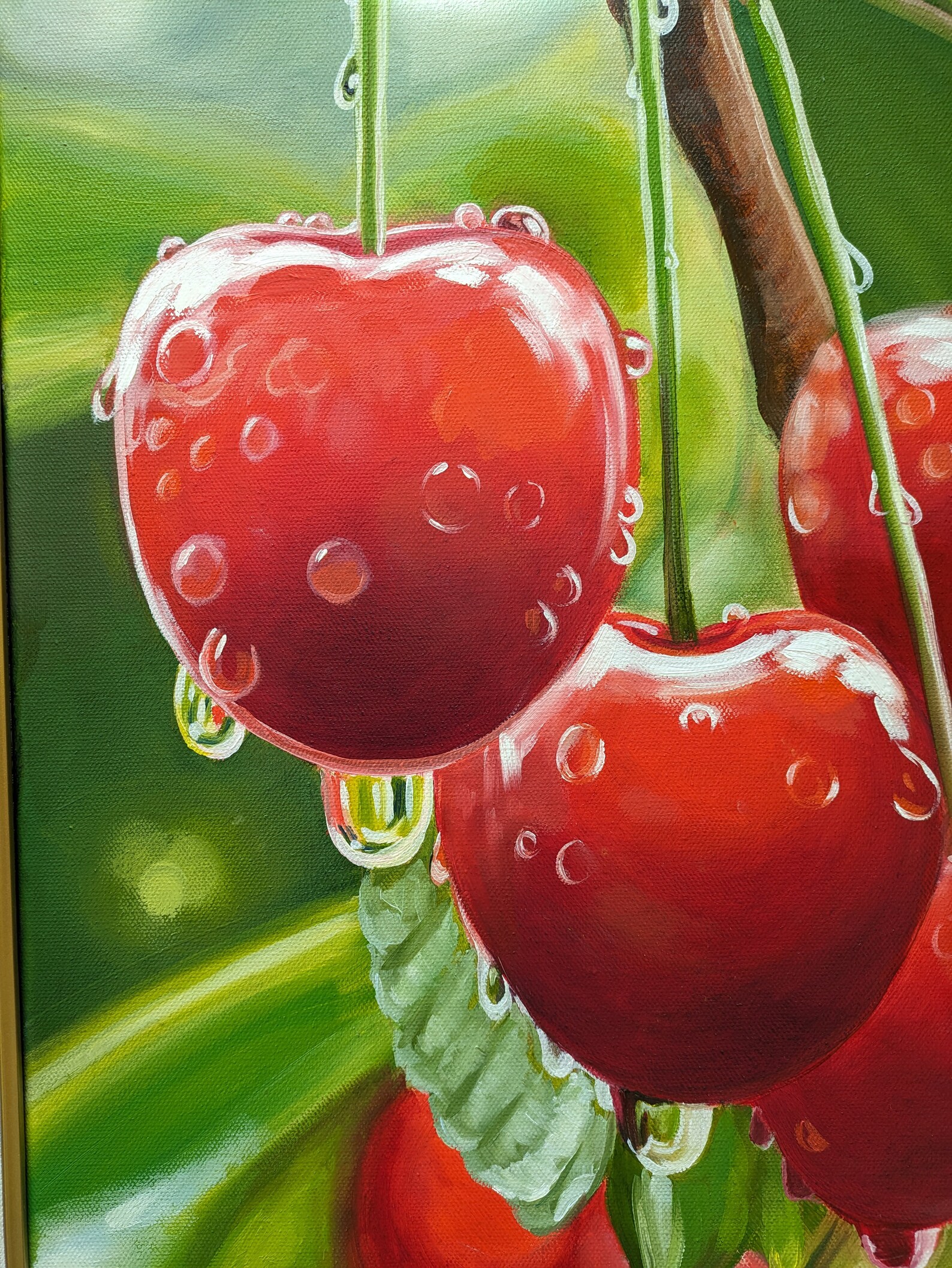 Cherry After the Rain Still Life With Cherry Oil Painting on Stretched ...