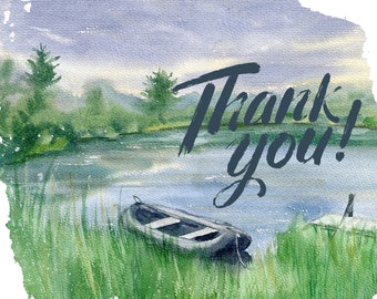 Thank You Printable Lake Card - Etsy