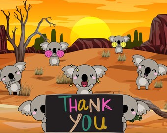 Koala Thank You Card Printable - Etsy
