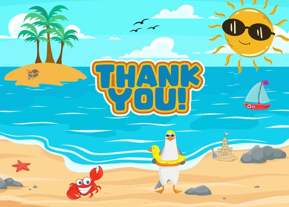 Beach Themed Thank You Card Printable - Etsy