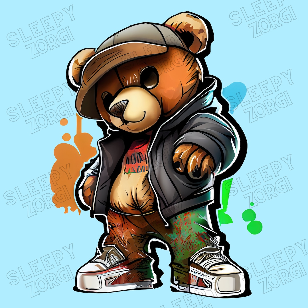 Sz99 Hip Hop Teddy Bear Png Png Sublimation Design For Etsy