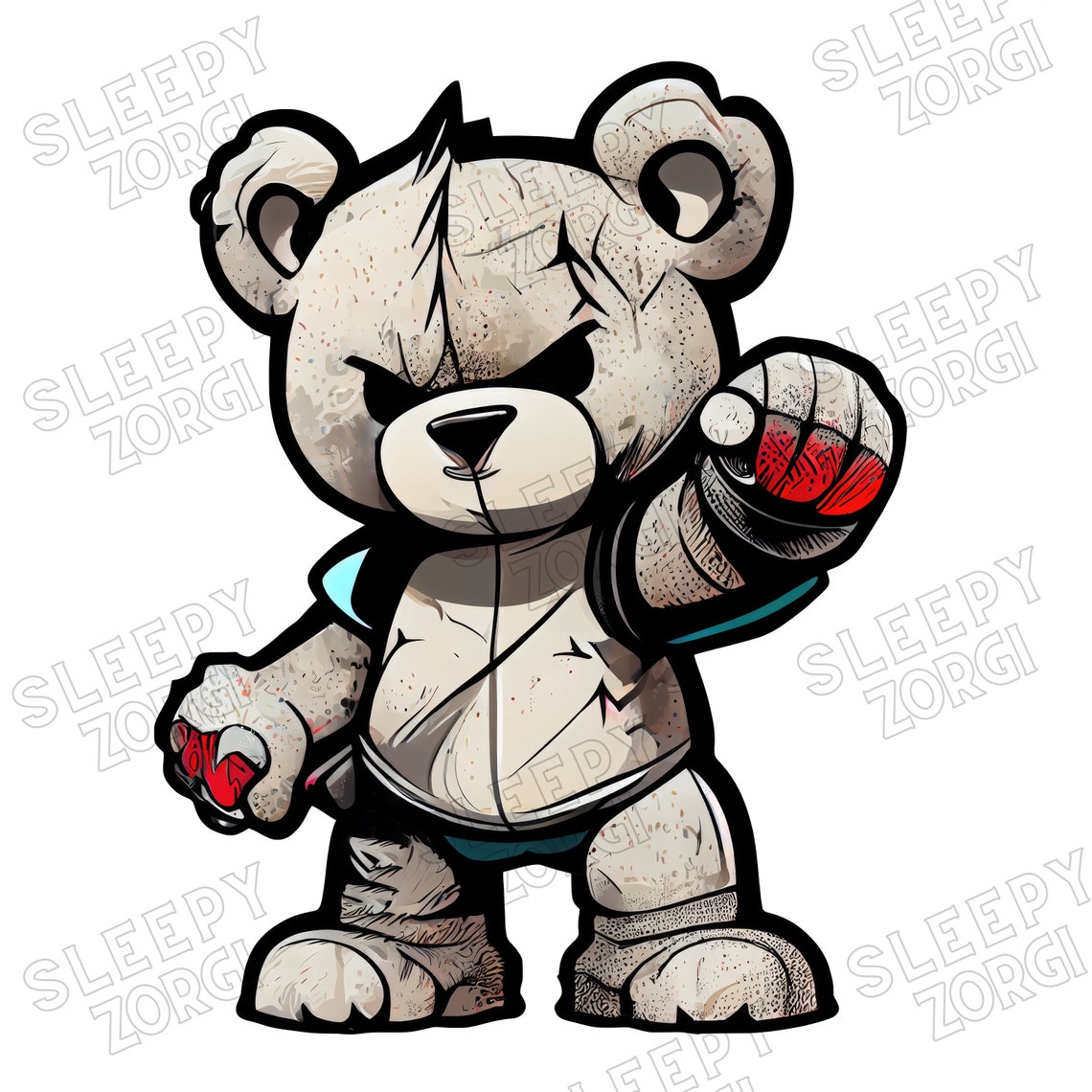 SZ105 Angry Teddy Bear PNG, PNG Sublimation Design for Shirts, Bear ...