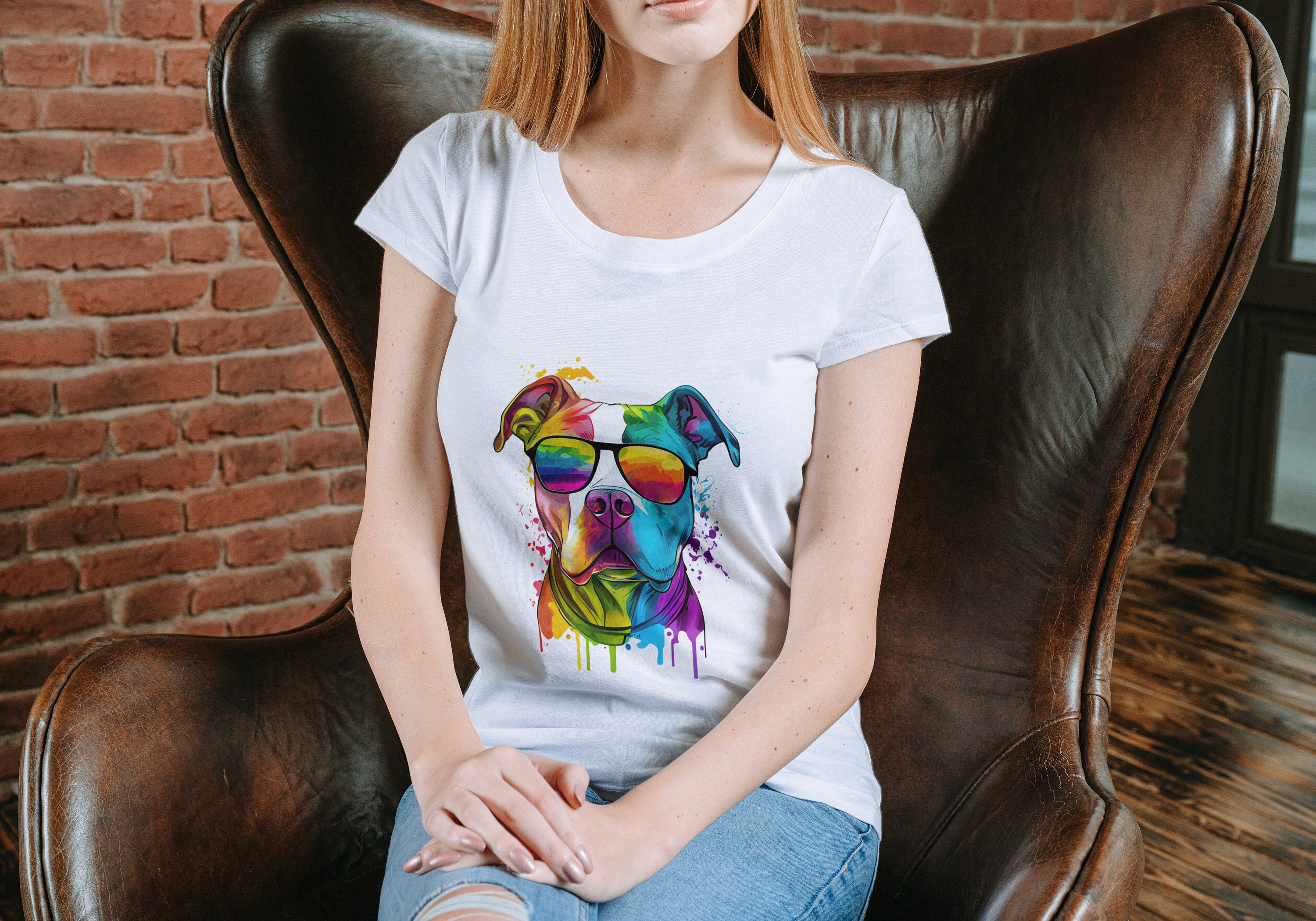 SZ71 Colorful Pit Bull Dog PNG, PNG Sublimation Design for Shirts, Dog ...