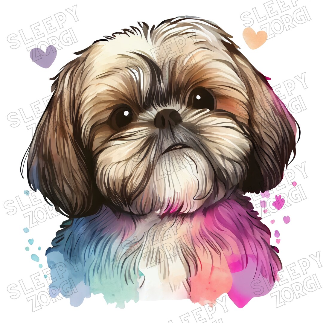SZ81 Cute Shih Tzu Watercolor PNG Clipart Dog PNG - Etsy