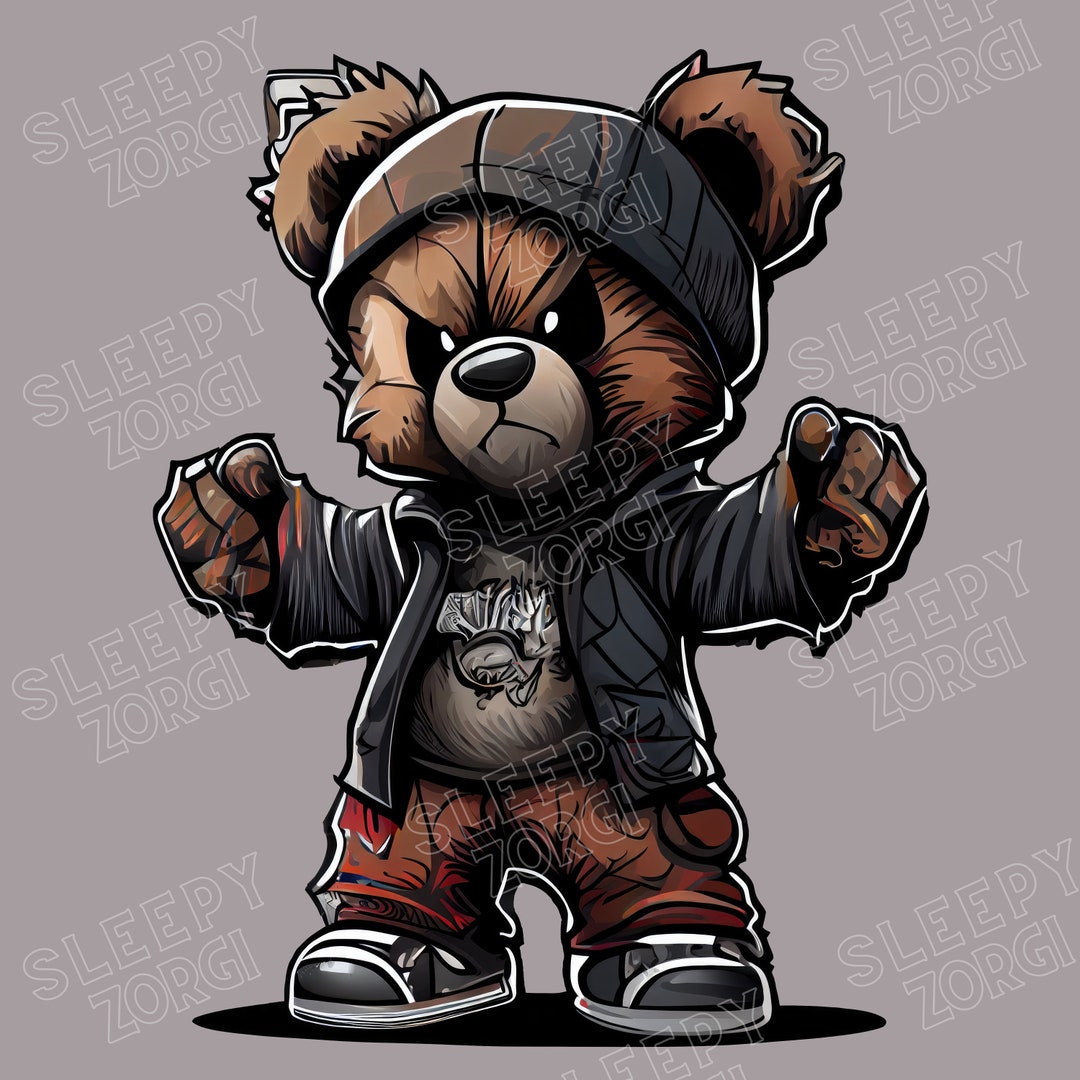 SZ106 Angry Teddy Bear PNG, PNG Sublimation Design für Shirts, Bär ...