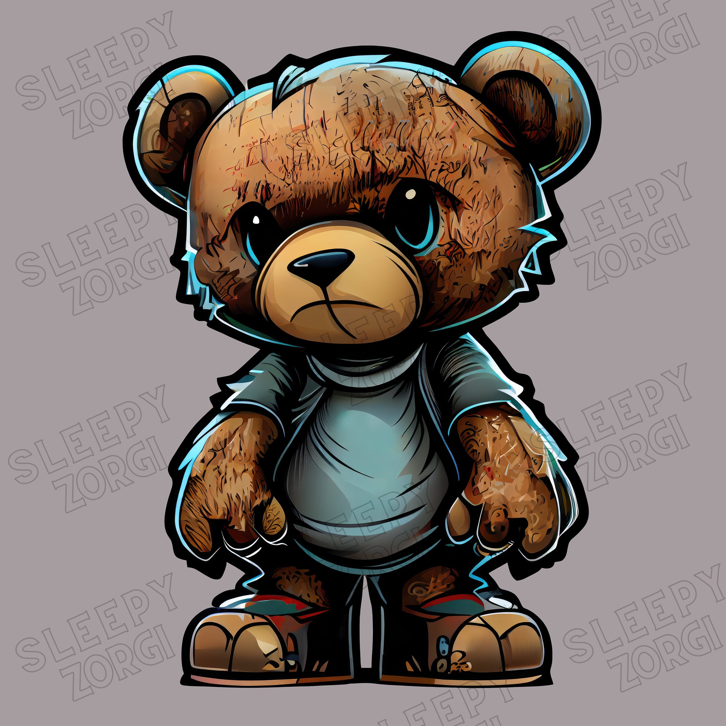 SZ101 Angry Teddy Bear PNG PNG Sublimation Design for - Etsy