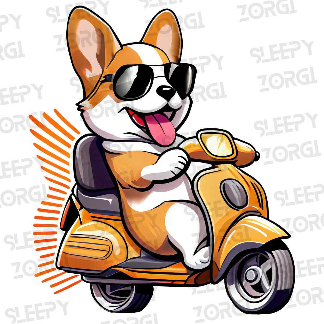 SZ130 Happy Corgi Riding Motorcycle PNG Clipart Dog PNG - Etsy