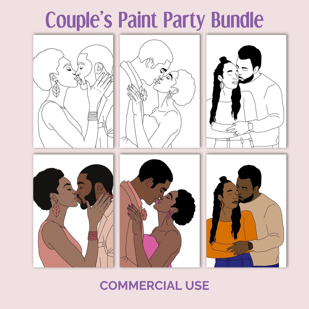 Valentine’s Day Couples Paint Night Bundle | 11x14 Traceable PNG & SVG ...