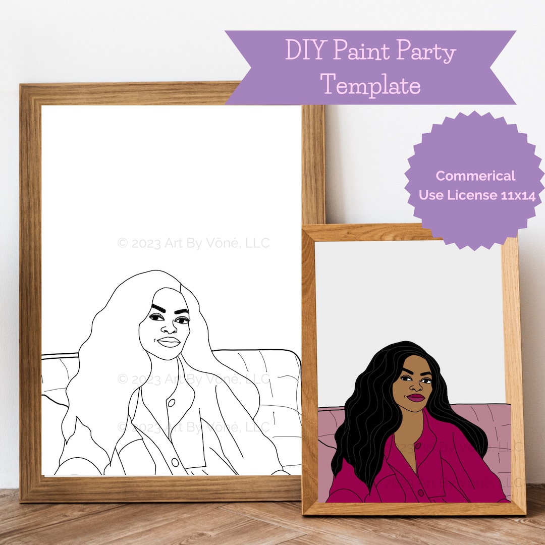 DIY Paint Party Printable Easy Trace-and-Paint Outlines Adult Art Party ...