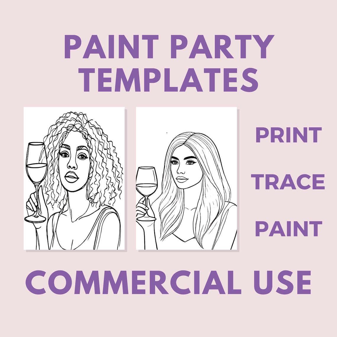Paint Party Tracers Printable Wine Glass Designs for Tracing and ...