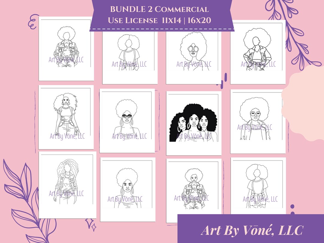 DIY Paint Party African American Women Templates, Trace Art for Sip ...