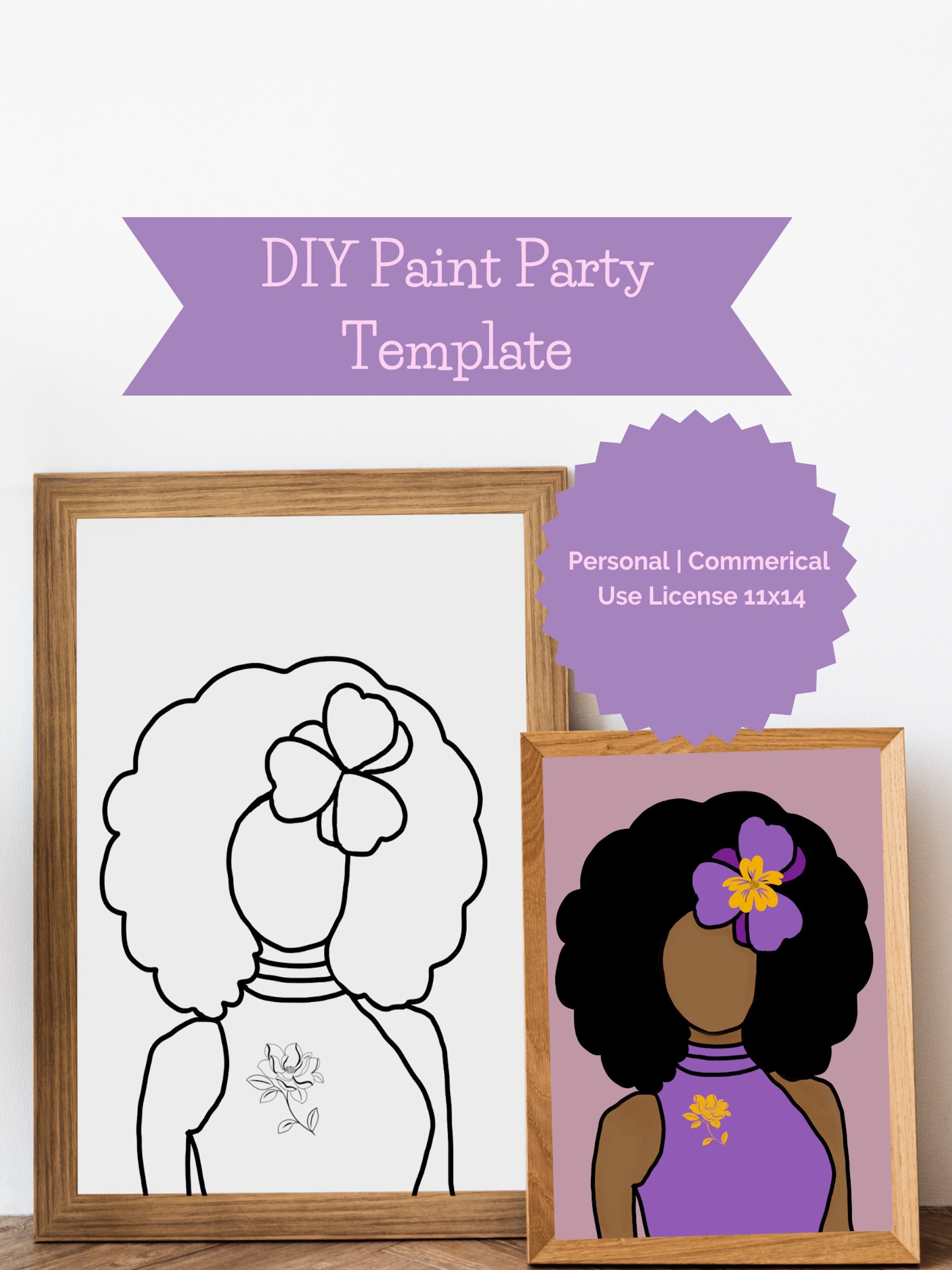 Paint Party Template, DIY Sip and Paint, DIY Party Printable Outlines ...