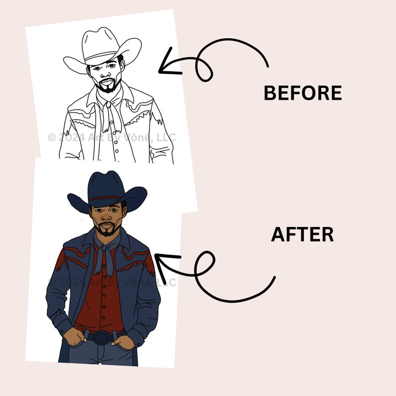 Cowboy Line Art Template for Sip and Paint, DIY Western Themed Painting ...