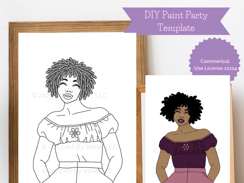 DIY Paint Party African American Women Templates, Trace Art for Sip ...
