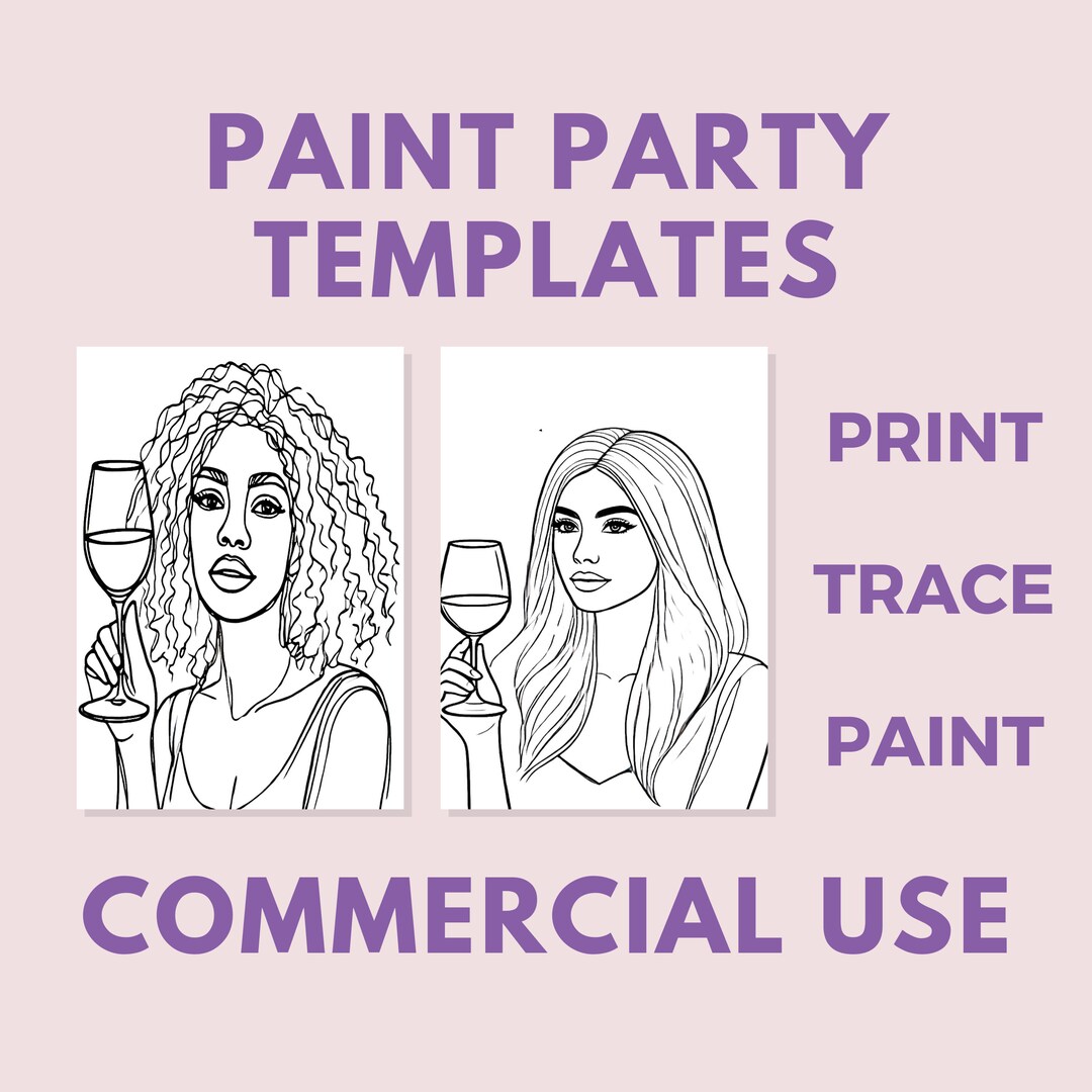 Paint Party Tracers Printable Wine Glass Designs for Tracing and ...