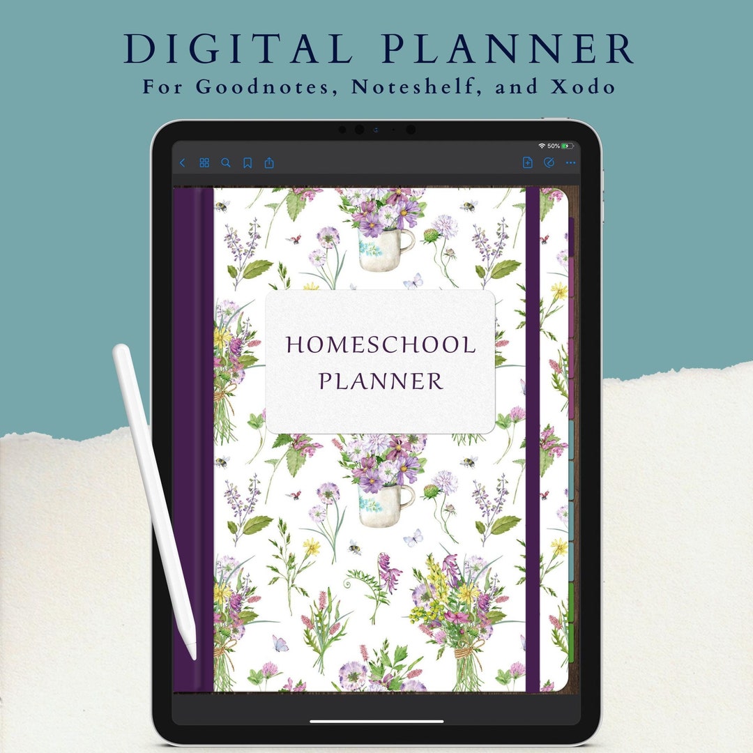 Floral Digital Homeschool Planner for Goodnotes, Noteshelf, or Xodo - Etsy