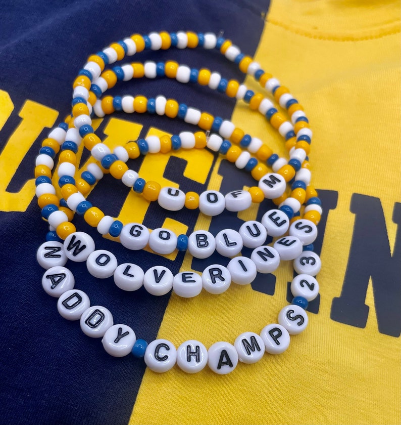 University of Michigan Handcrafted Bead Bracelet by Shelby Harris ...