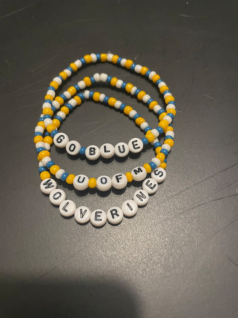 University of Michigan Handcrafted Bead Bracelet by Shelby Harris ...