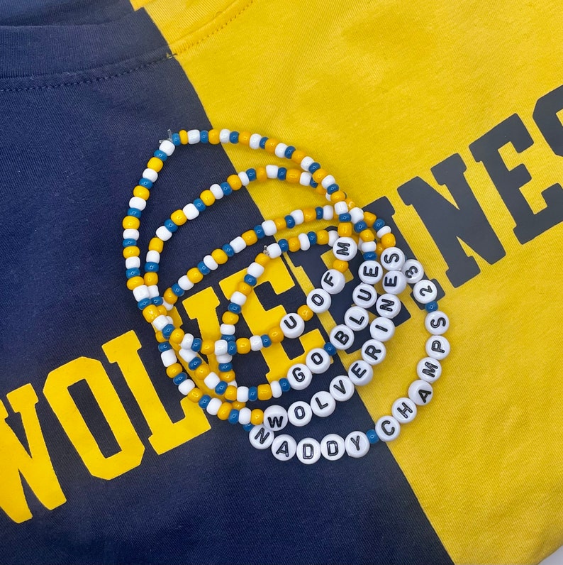 University of Michigan Handcrafted Bead Bracelet by Shelby Harris ...