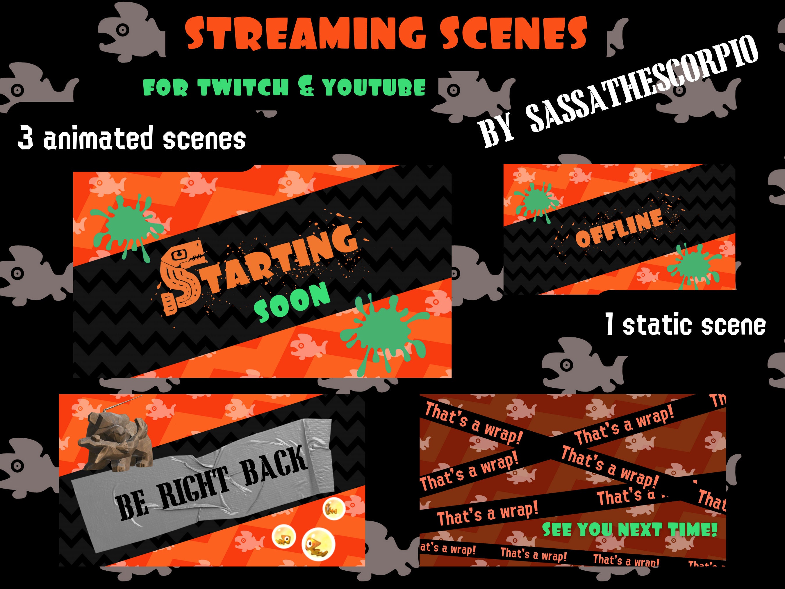 Splatoon 3 Stream Animated Scenes + 1 Static Offline Screen | Salmon ...