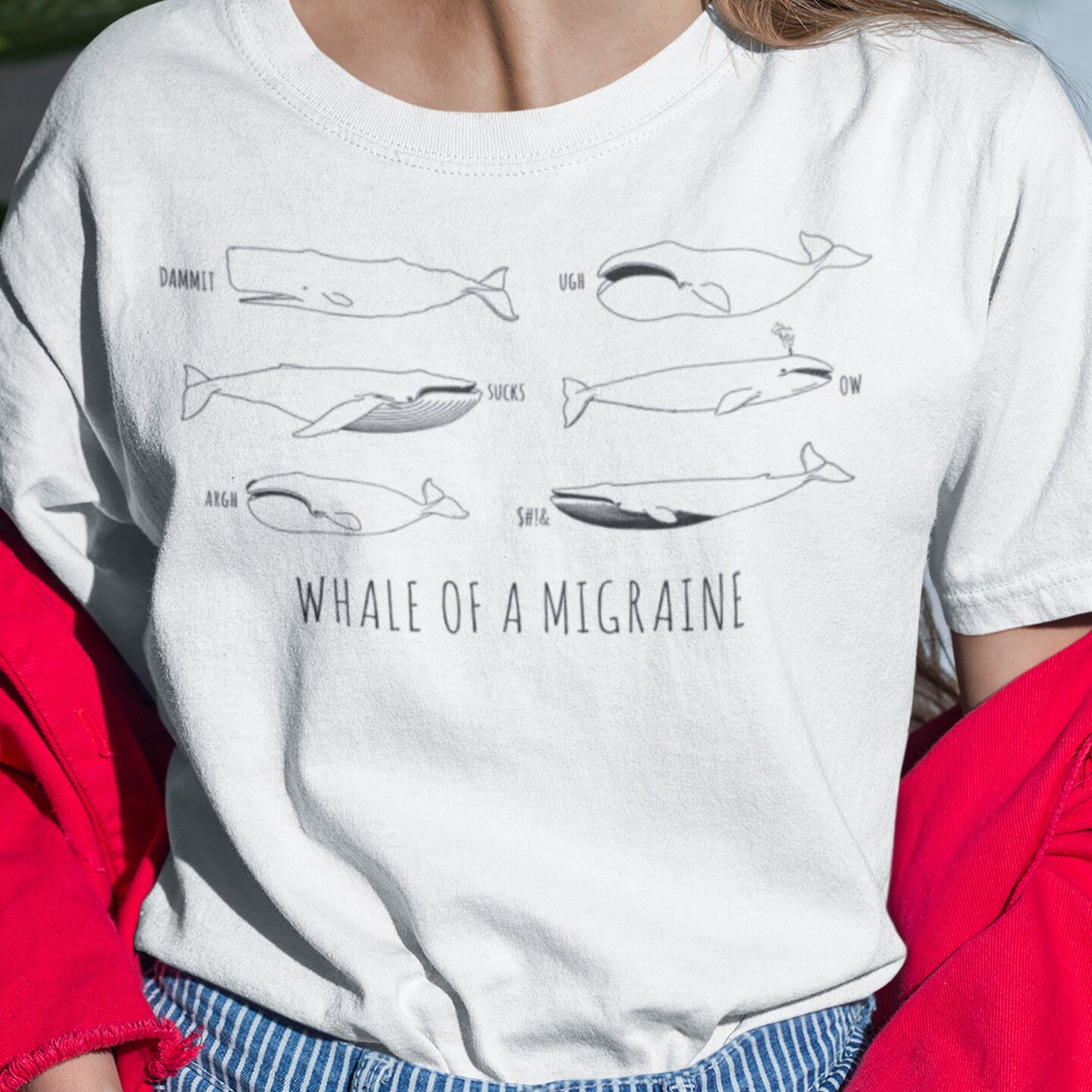 Whale of a Migraine Shirt, Headache Sick Cute Spoonie Tee, Invisible ...