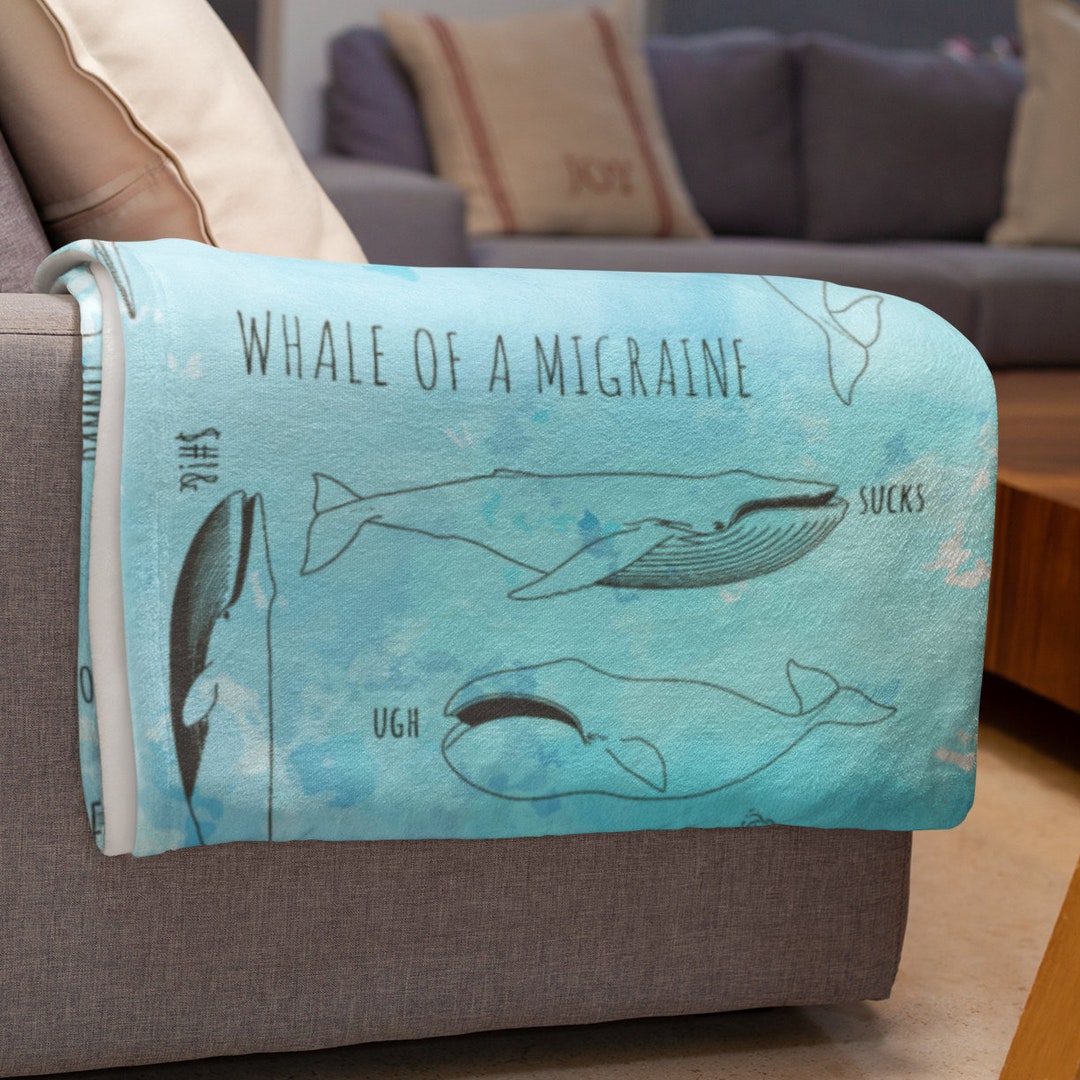 Whale of a Migraine Blanket, Cute Spoonie Plush Throw, Invisible ...