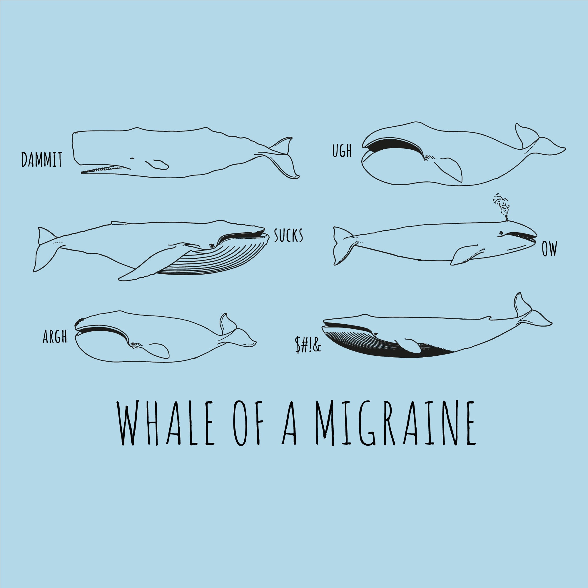 Whale of a Migraine Shirt, Headache Sick Cute Spoonie Tee, Invisible ...