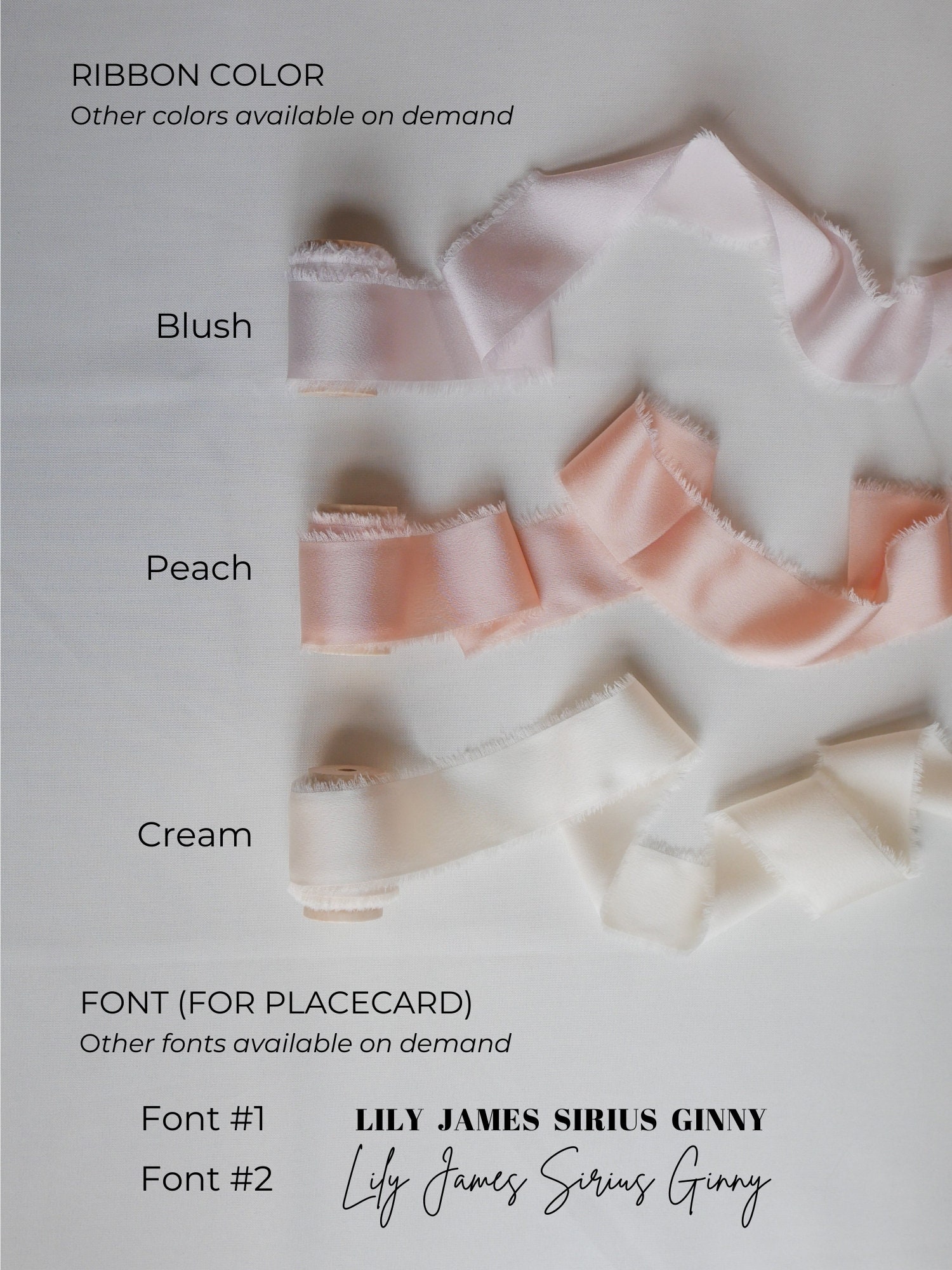 ZELIE Wedding Menu With Satin Ribbon Bow Modern and Romantic Place Card ...