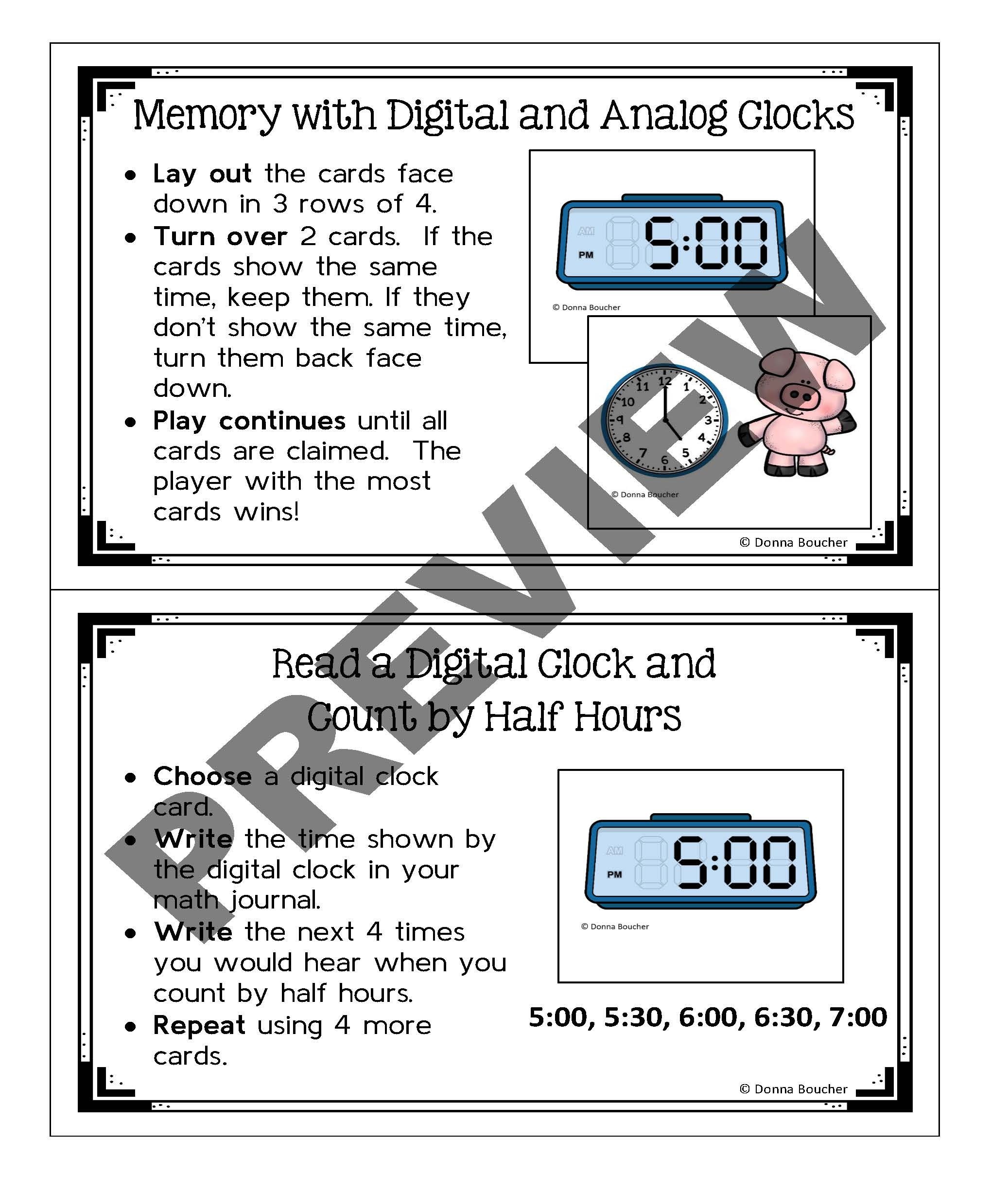 Telling Time to the Hour and Half-hour - Etsy