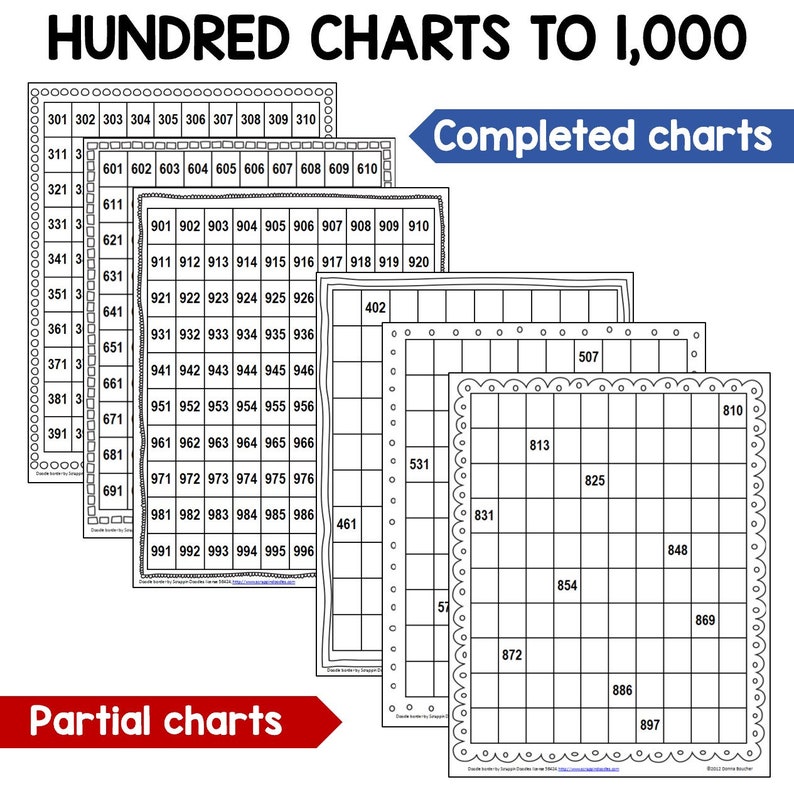 Hundred Charts and Hundred Chart Puzzles to 1000: Print and - Etsy