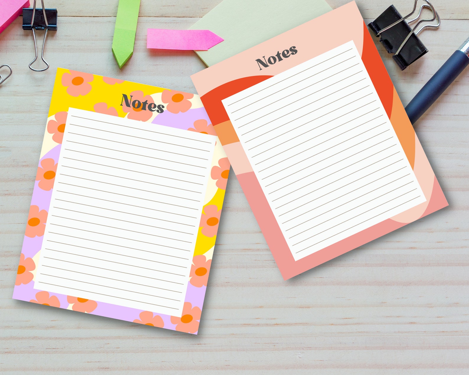 Retro 70s Groovy Stationery Notes Bundle 2 for Download - Downloadable ...