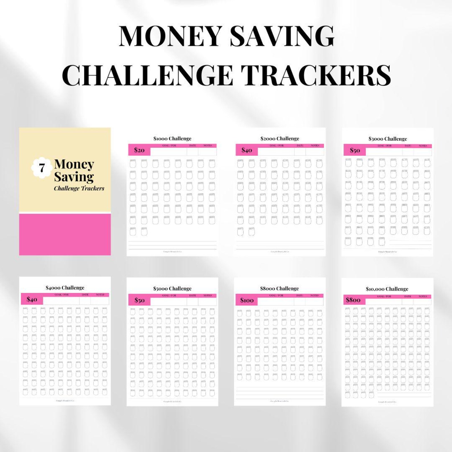 Money Saving Challenge Printables and Pdfs | Saving Money Tracker ...