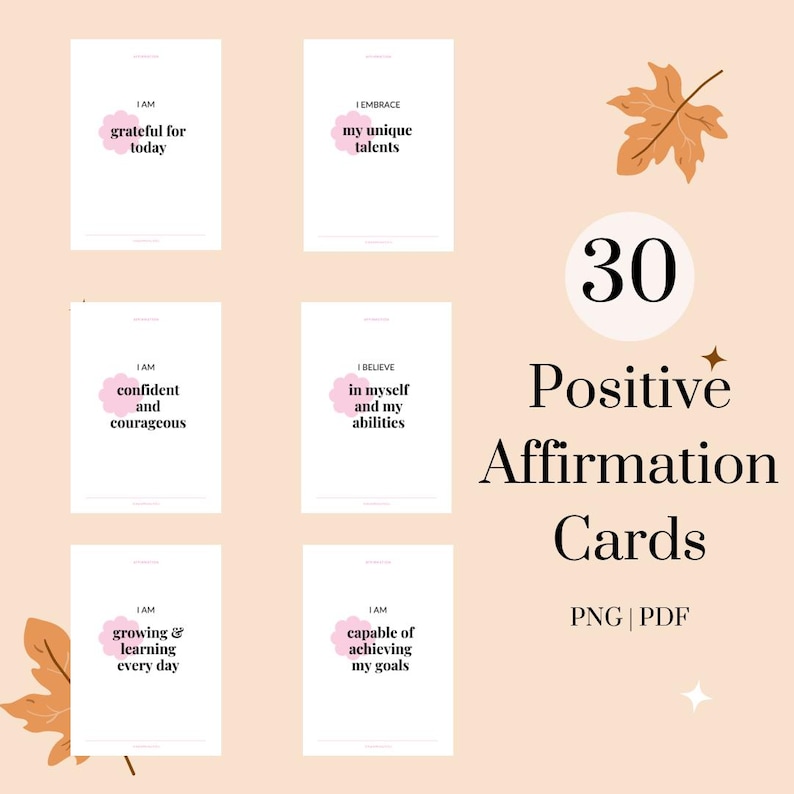 30 Affirmation Cards Printable | Digital Affirmation Cards | Positive ...