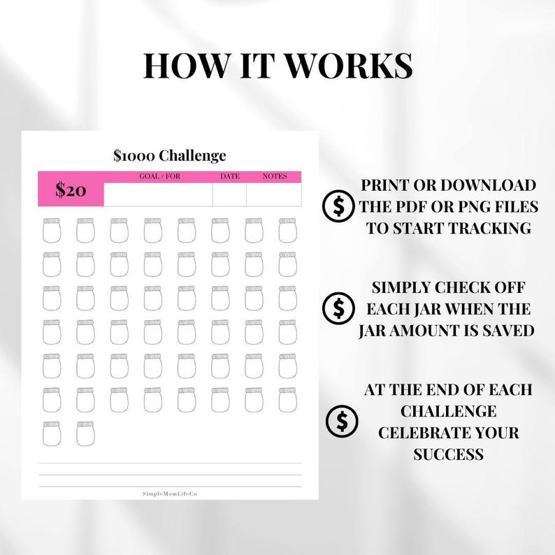 Money Saving Challenge Printables and Pdfs | Saving Money Tracker ...