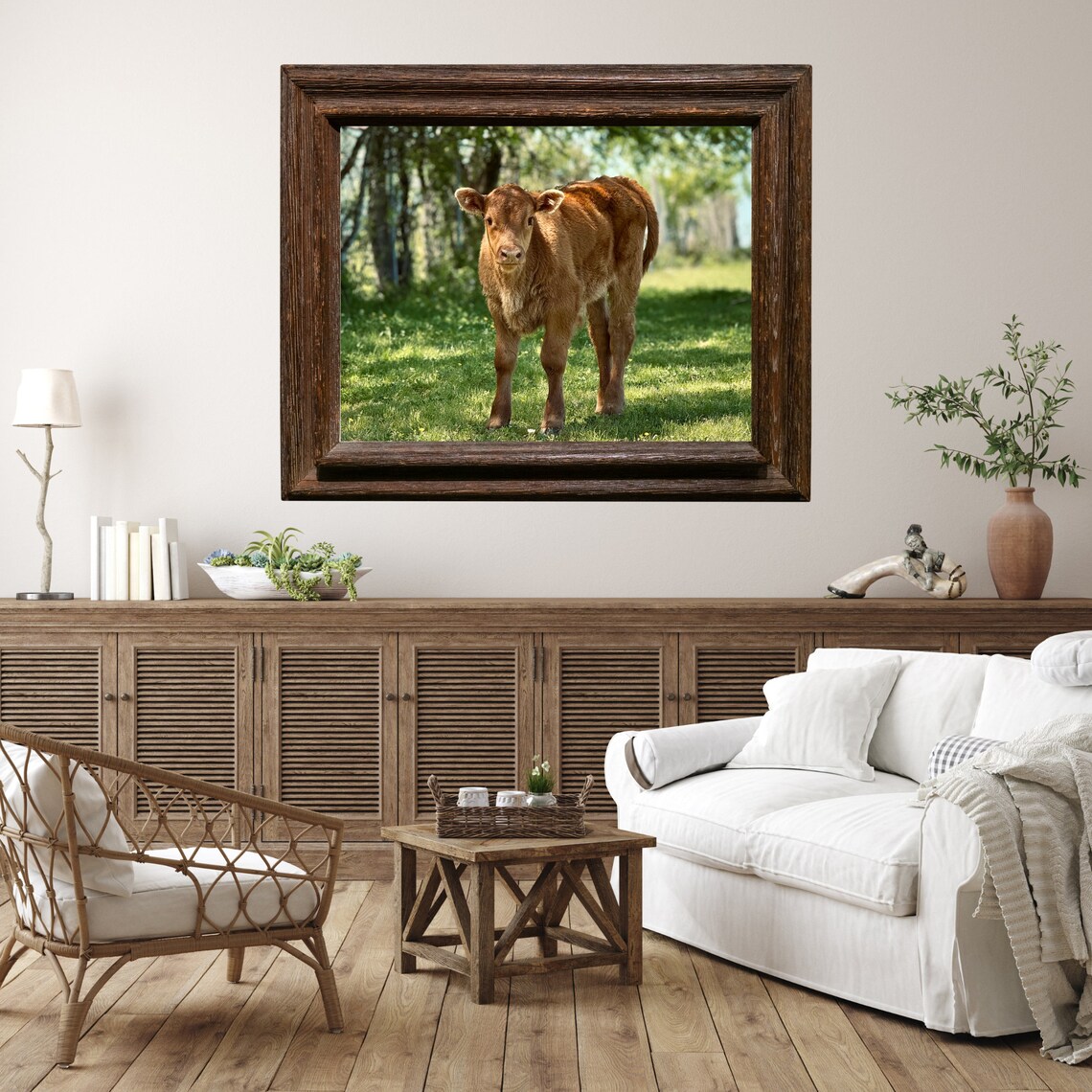 Cow Photography 'big Red'. Red Brown Calf Standing in Shade. - Etsy