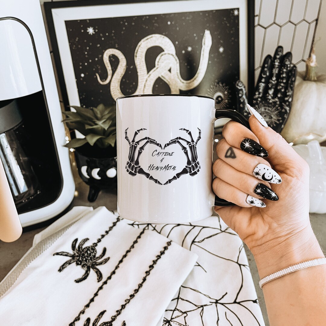 Skeleton Coffee Mug | Black Coffee Mug | Emo Babe Coffee Mug - Etsy